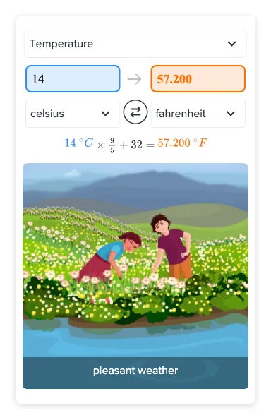 Flexi answers - What is the Fahrenheit equivalent of 14 degrees Celsius ...