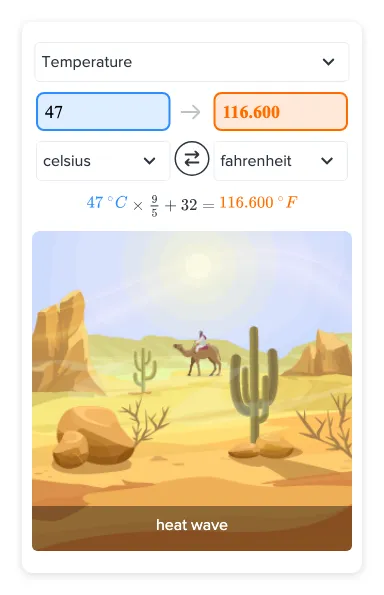 Flexi answers - Convert 47 degrees Celsius to Fahrenheit | CK-12 Foundation Flexi answers - Convert 47 degrees Celsius to Fahrenheit | CK-12 Foundation
