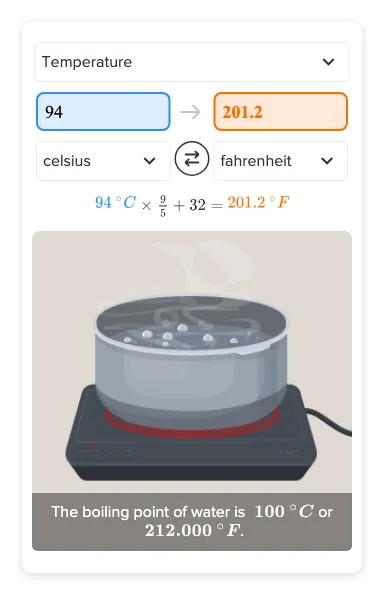 Flexi answers - Convert 94 degrees Celsius to Fahrenheit | CK-12 Foundation