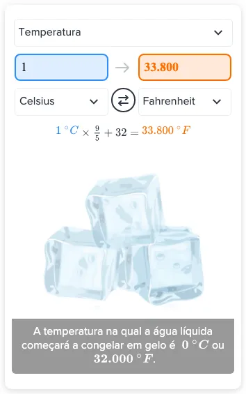 Qual é a temperatura em graus Fahrenheit para 1 grau Celsius? - etapas ...