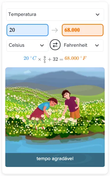 Qual é a temperatura em graus Fahrenheit de 20 graus Celsius? - etapas ...