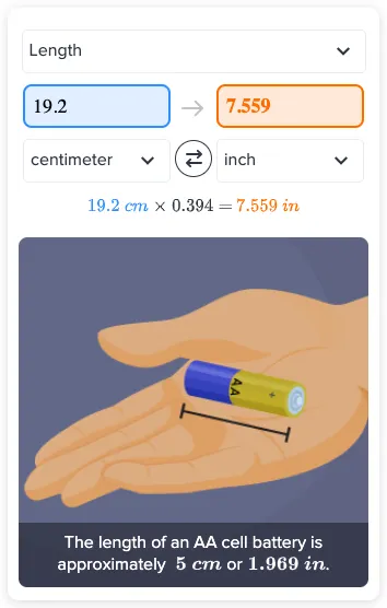 Flexi answers - How many inches are in 19.2 centimeters? | CK-12 Foundation