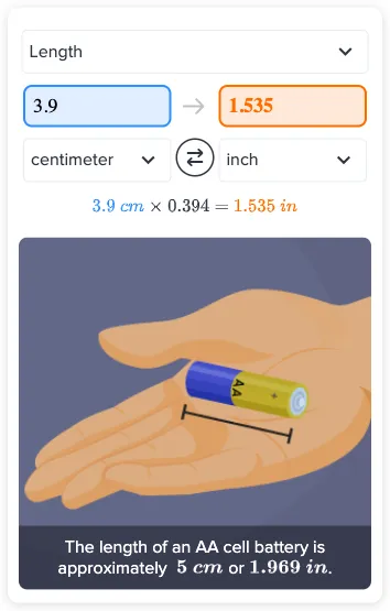 Flexi answers - Convert 3.9 centimeters to inches. | CK-12 Foundation