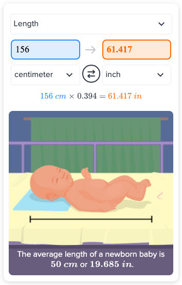 How many inches are there in 156 cm? - Interactive converter and ...