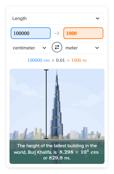 Flexi answers - What is the length of 100,000 centimeters in meters? | CK-12 Foundation