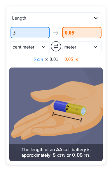 Flexi answers - How many meters are in 5 centimeters? | CK-12 Foundation