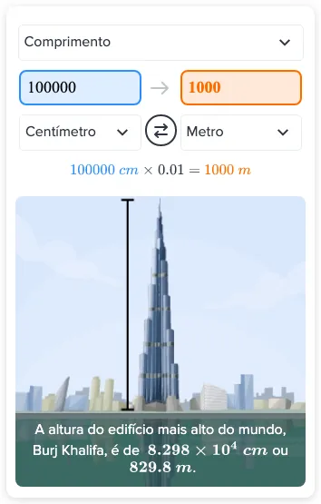 Respostas do Flexi - Quantos metros existem em 100000 centímetros? | CK-12 Foundation