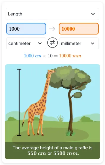 Flexi answers - How many millimeters are in 1000 centimeters? | CK-12 Foundation