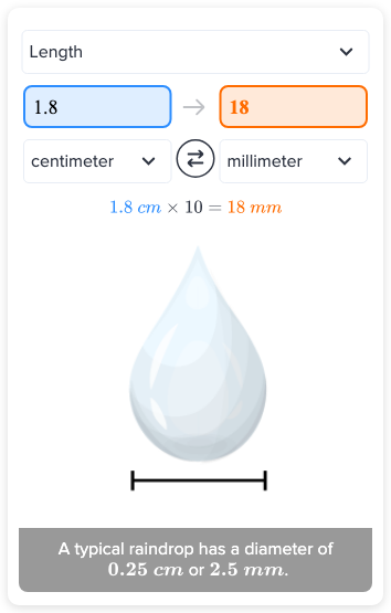 Flexi answers - Convert 1.8 centimeters to millimeters. | CK-12 Foundation