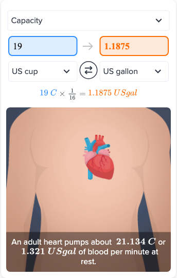 Flexi answers - What is the equivalent of 19 cups in gallons? | CK-12 Foundation