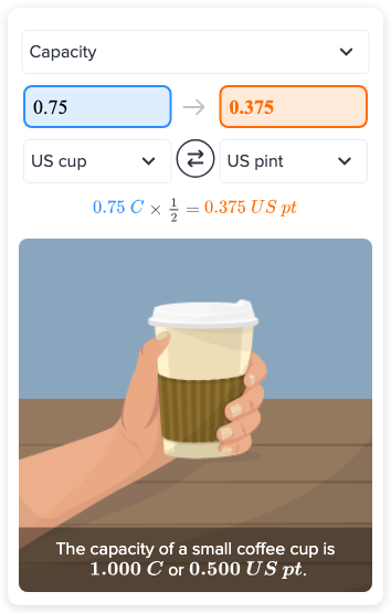 Flexi answers - What is the equivalent of 3/4 of a cup in pints? | CK-12 Foundation