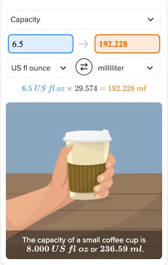 Flexi answers - How many milliliters are in 6.5 ounces? | CK-12 Foundation