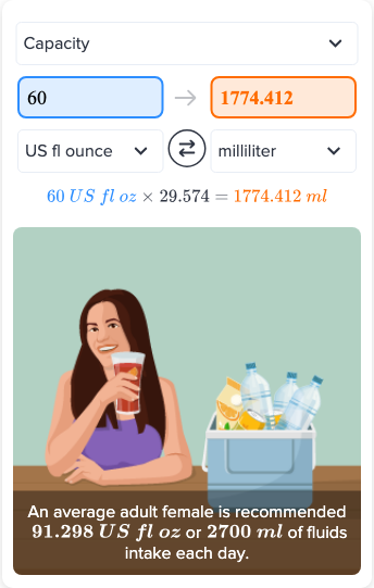 Flexi answers - How many milliliters are in 60 ounces? | CK-12 Foundation