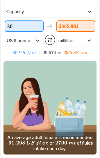 Flexi answers - What is the volume of 80 ounces in milliliters? | CK-12 ...