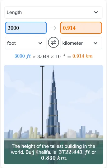 Flexi answers - How many kilometers are in 3000 feet? | CK-12 Foundation
