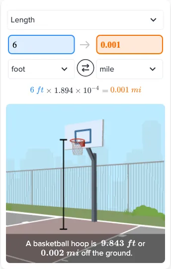 Flexi answers - What is the length of 6 feet in miles? | CK-12 Foundation