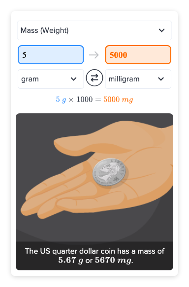 Flexi answers - How many milligrams are in 5 grams? | CK-12 Foundation