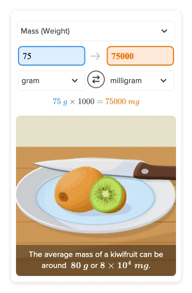 Flexi answers - How many milligrams are in 75 grams? | CK-12 Foundation