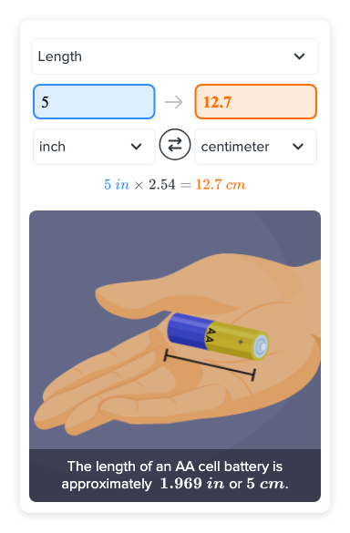 Flexi answers - How to convert 5/1 inches in cm? | CK-12 Foundation