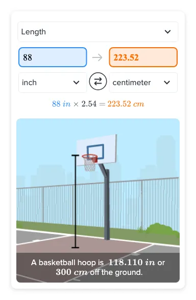 Flexi answers - How to convert 88 inches in cm? | CK-12 Foundation