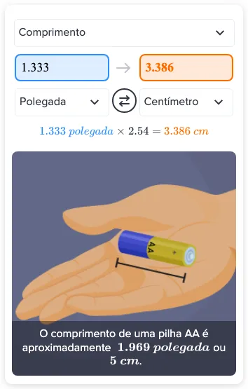 Como converter 4/3 polegadas em cm? - etapas & exemplos | CK-12 Foundation