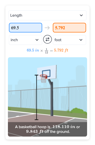 Flexi answers - How much is 69.5 inches to feet? | CK-12 Foundation