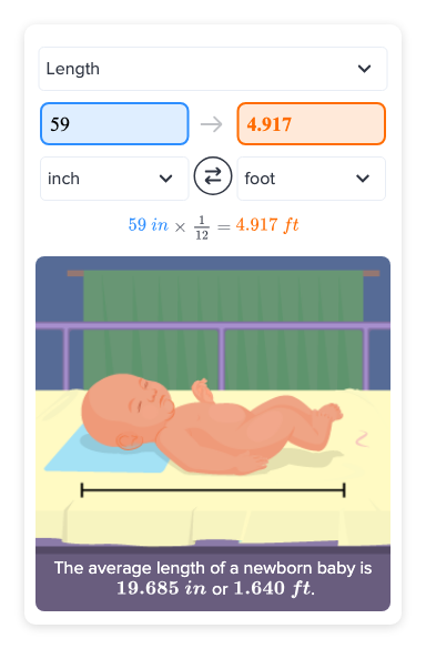 Flexi answers - Convert 59 inches into feet. | CK-12 Foundation