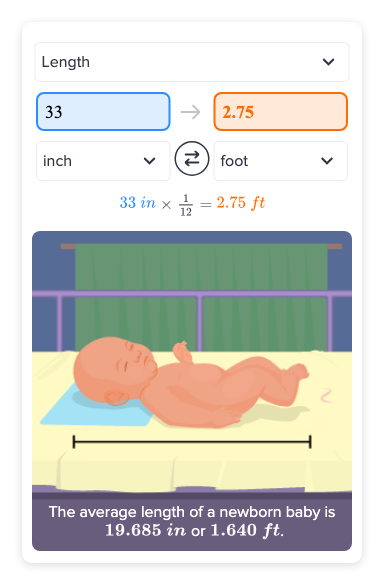 Flexi answers - What is the length of 33 inches in feet? | CK-12 Foundation