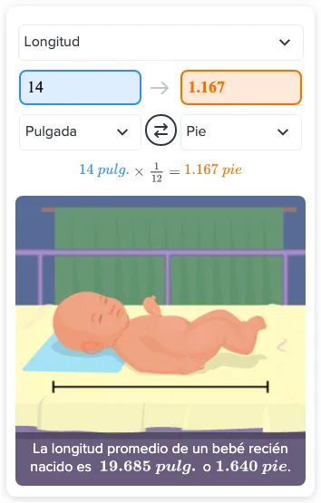 Respuestas de Flexi - Convierta 14 pulgadas a pies. | CK-12 Foundation