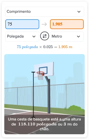 Quantos metros equivalem a 75 polegadas? - etapas & exemplos | CK-12 Foundation