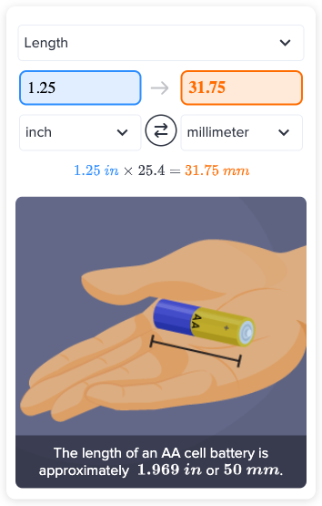 What is the length of 1 1/4 inches in millimeters? - Method & Steps ...
