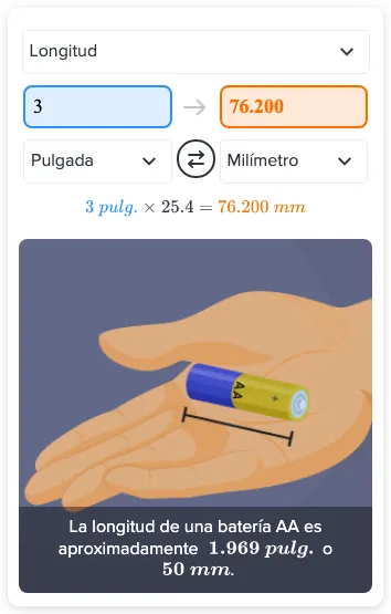 Convierte 3 pulgadas a milímetros. - Método & pasos | CK-12 Foundation