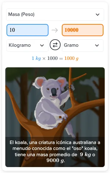 Respuestas de Flexi - Convertir 10 kilogramos a gramos. | CK-12 Foundation