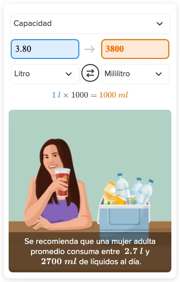 Respuestas de Flexi - ¿Cuál es el volumen de 3.8 litros en mililitros ...