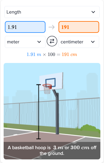 Flexi answers - Convert 1.91 meters to cm. | CK-12 Foundation