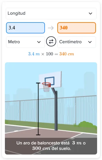 Convierte 3.4 metros a centímetros. - Método & pasos | CK-12 Foundation
