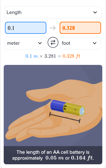 Flexi answers - How many feet is 0.1 meters? | CK-12 Foundation
