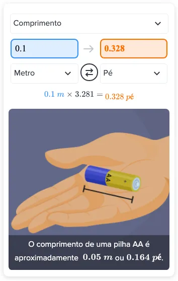 Quantos pés equivalem a 0.1 metros? - etapas & exemplos | CK-12 Foundation