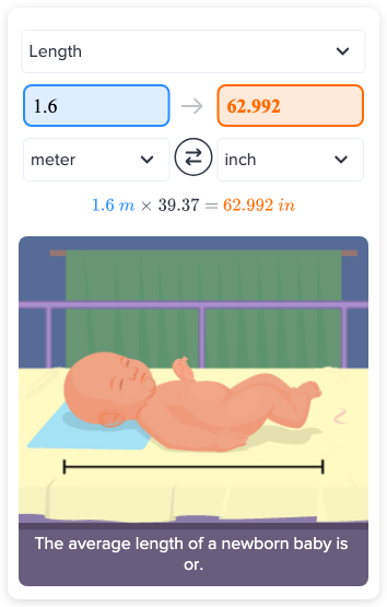 Flexi answers - Convert 1.6 meters to inches and feet. | CK-12 Foundation