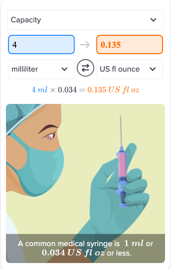 Flexi answers - How many ounces are in 4 milliliters? | CK-12 Foundation
