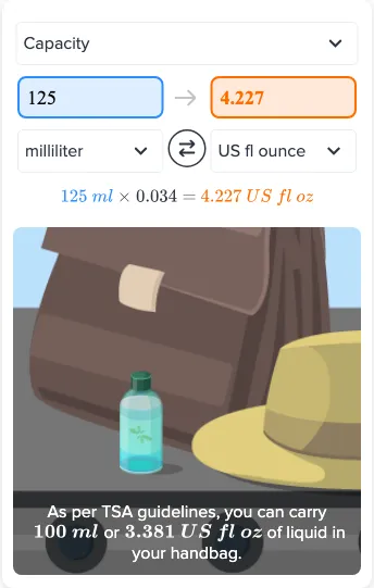 Flexi answers - How many ounces are in 125 milliliters? | CK-12 Foundation