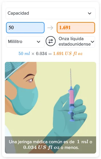 Respuestas de Flexi - Convierta 50 mililitros a onzas. | CK-12 Foundation