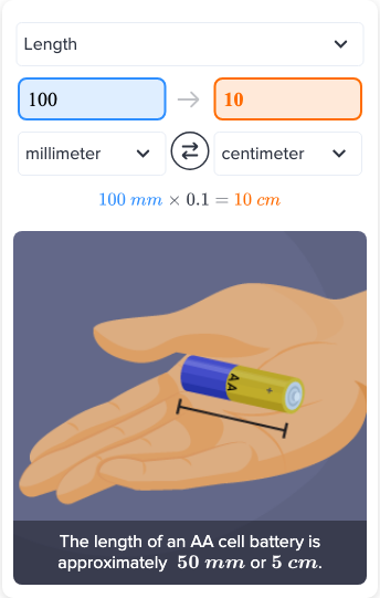Flexi answers - What is the length of 100 mm in cm? | CK-12 Foundation