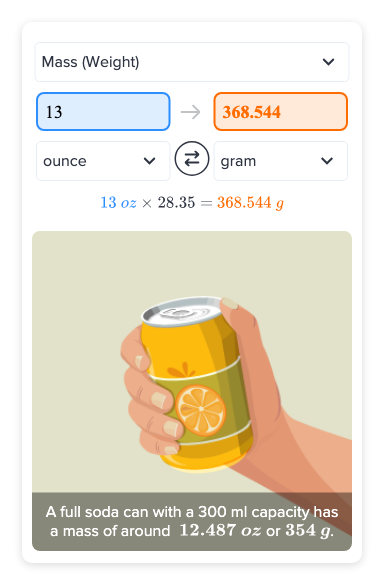 Flexi answers - How many grams are in 13 ounces? | CK-12 Foundation