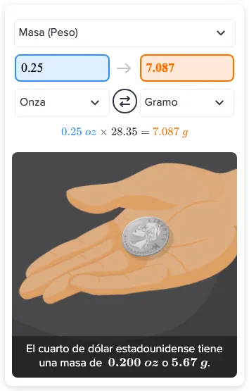 Respuestas de Flexi - ¿Cuántos gramos hay en 1/4 de oz? | CK-12 Foundation