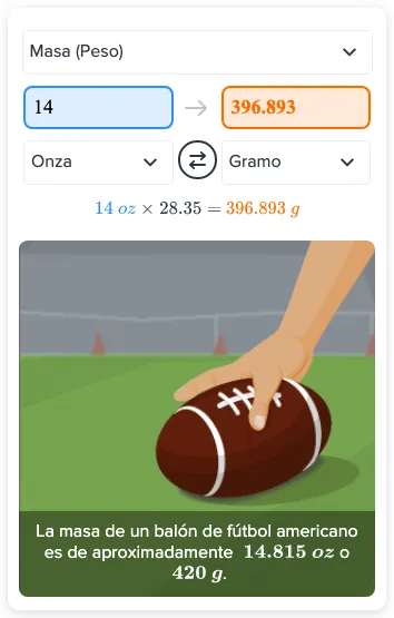 Respuestas de Flexi - Convierte 14 onzas en gramos. | CK-12 Foundation