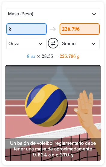 Respuestas de Flexi - ¿Cuántos gramos son 8 onzas? | CK-12 Foundation