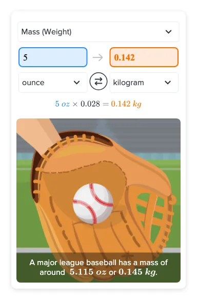 Flexi answers - What is the weight of 5 ounces in kg? | CK-12 Foundation