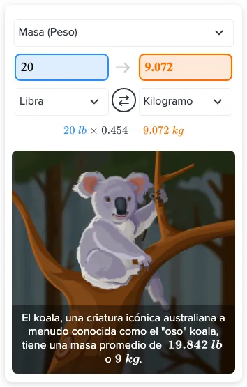 Respuestas de Flexi - Convierte 20 libras en kilogramos. | CK-12 Foundation