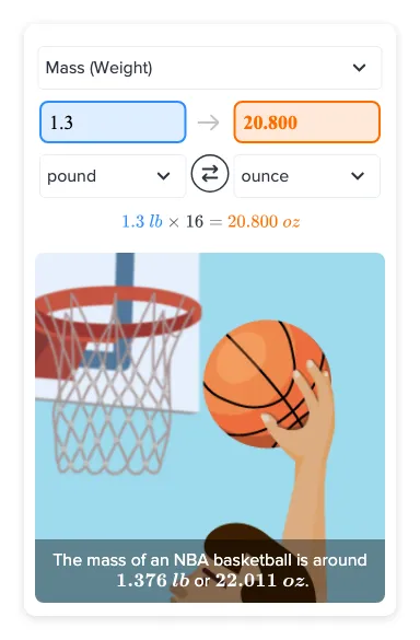 Flexi answers - How many ounces are in 1.3 pounds? | CK-12 Foundation